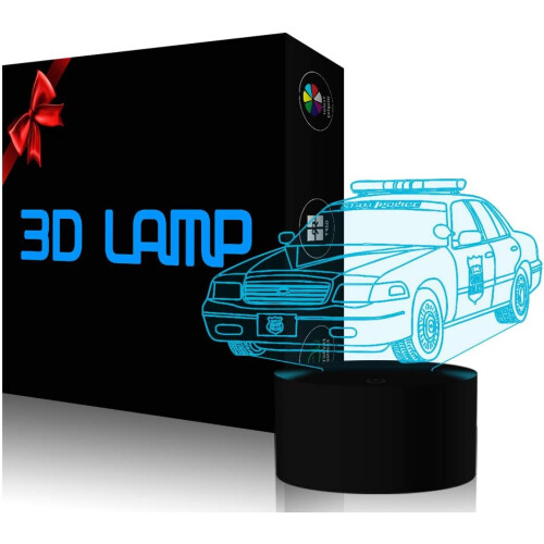 Police Car Night Light 3D Optical Illusion Lamp LED Desk Table Lamp ...