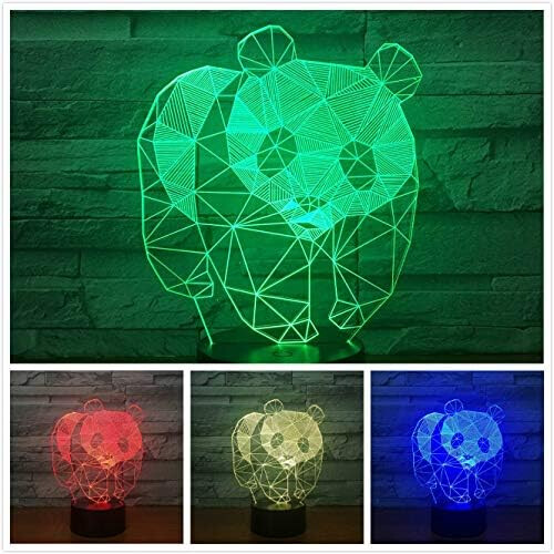 3D Panda Night Light Animal Table Desk Optical Illusion Lamps 7 Color ...