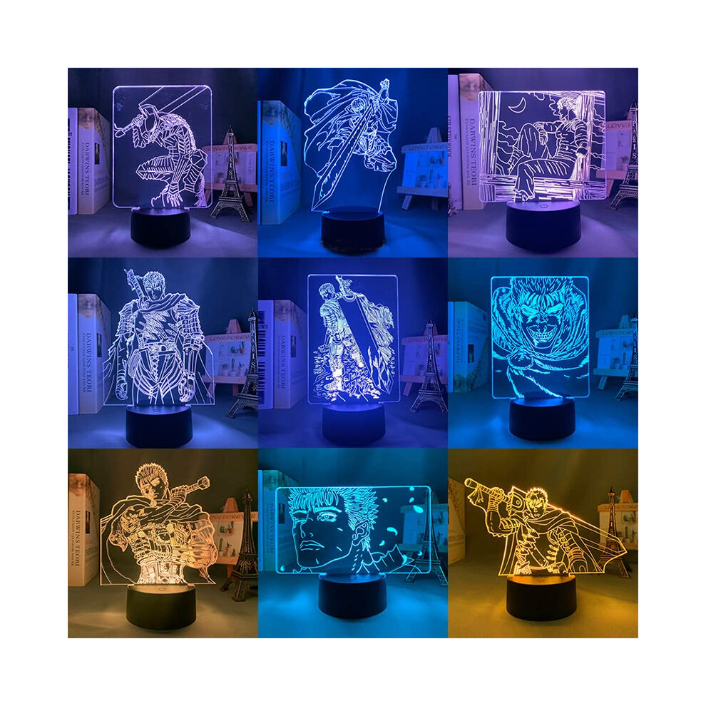 Anime Berserk 3D Night Light for Kids-Manga Berserk Guts Sword Figure ...