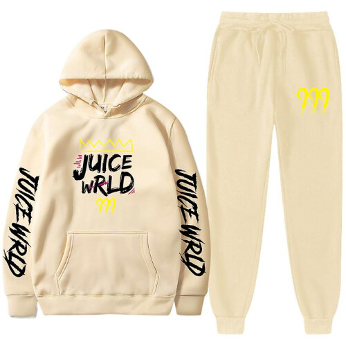(S, Khaki 1) New Juice World Hoodie Suit Sweatshirt + Jogging Pants ...