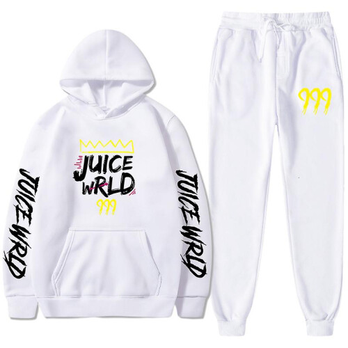 (M, White 1) New Juice World Hoodie Suit Sweatshirt + Jogging Pants ...