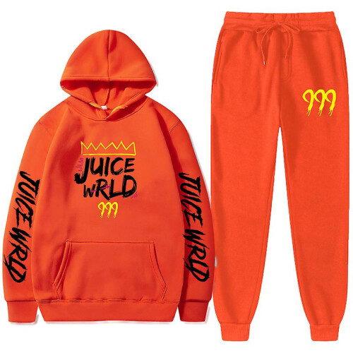 (L, Orange 1) New Juice World Hoodie Suit Sweatshirt + Jogging Pants ...