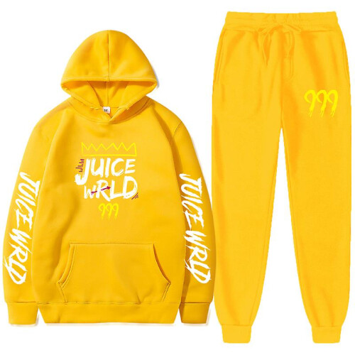 (L, yellow) New Juice World Hoodie Suit Sweatshirt + Jogging Pants ...