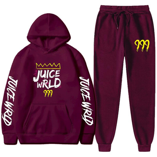 (L, Red wine) New Juice World Hoodie Suit Sweatshirt + Jogging Pants ...