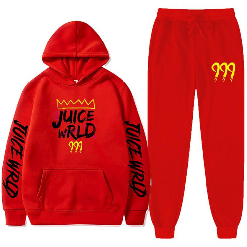 (XL, Red 1) New Juice World Hoodie Suit Sweatshirt + Jogging Pants ...