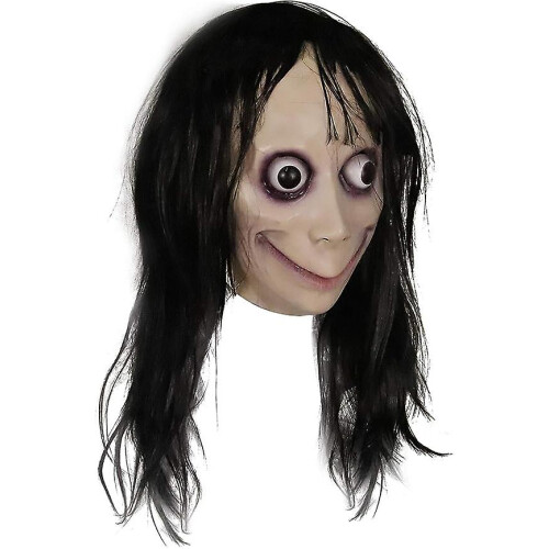 Momo Mask Horror Devil Mask With Long Hair, Scary Costume Halloween ...