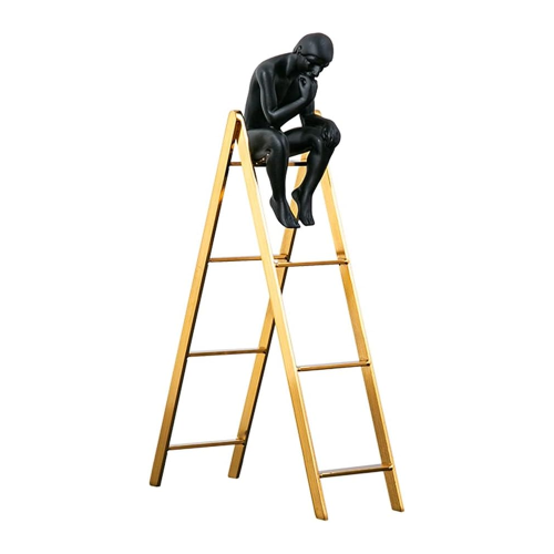 35Cm Man Sitting On Ladder Tabletop Decor Sculptures Figurines ...