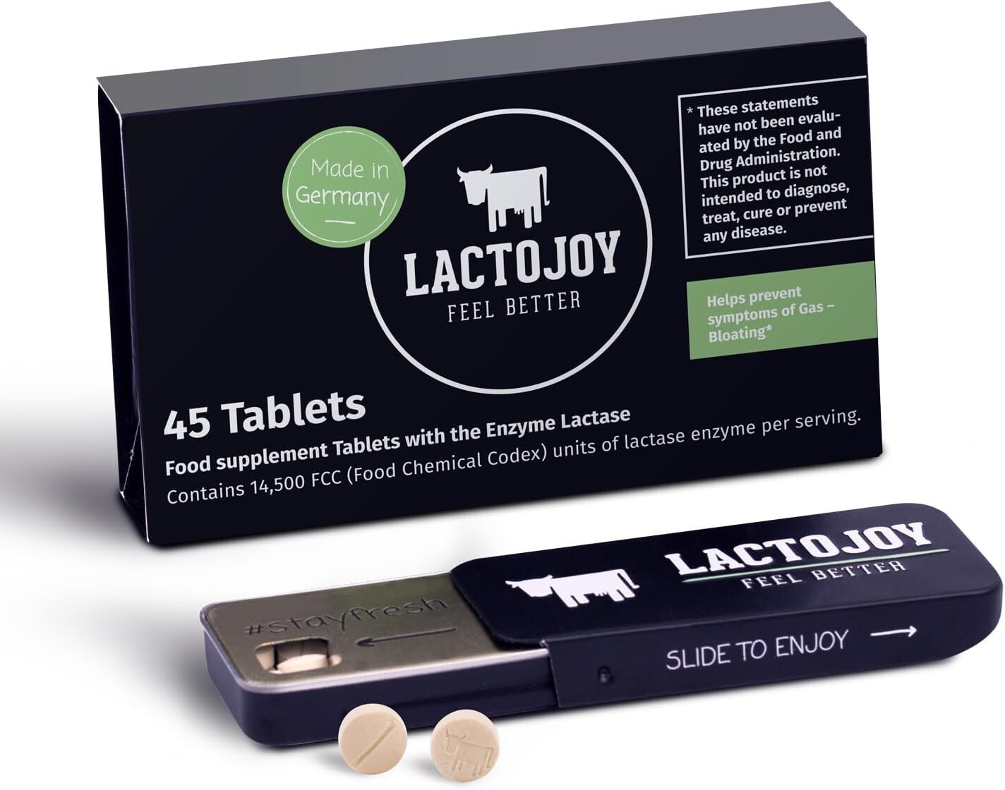LactoJoy Lactase Tablets | Helps With Lactose Intolerance | Contains 45 ...