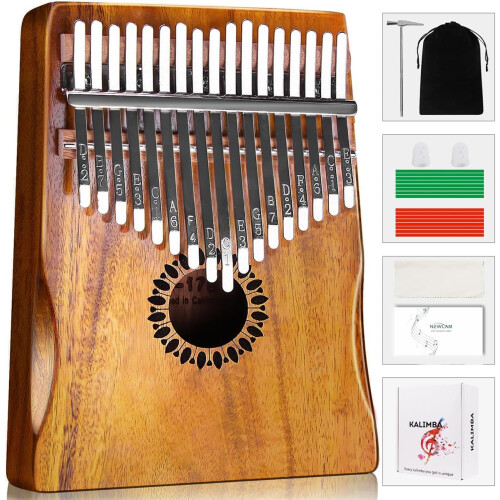 Newlam Kalimba Thumb Piano 17 Keys, Portable Marimbas Finger Piano ...