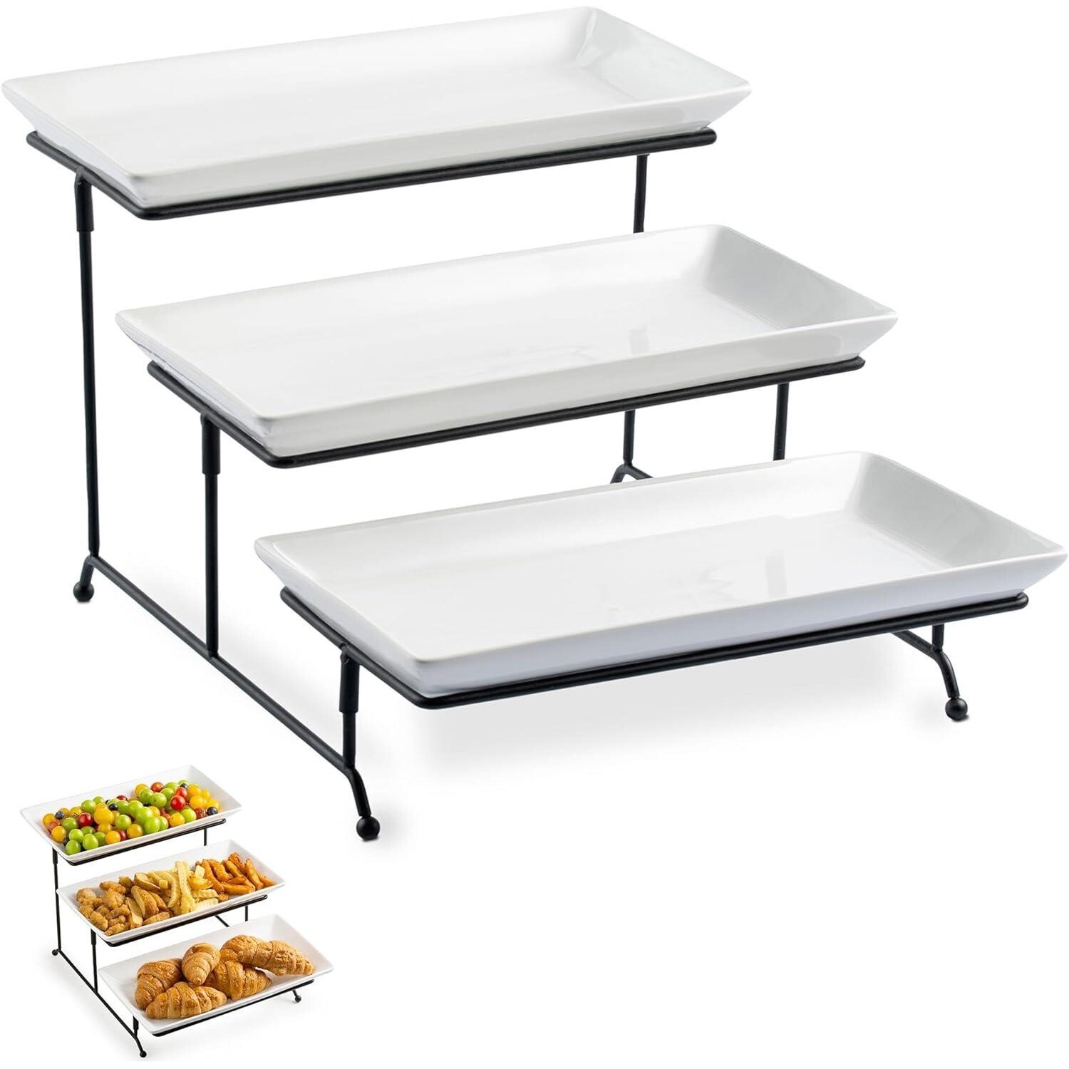MantraRaj 3 Tier Serving Tray for Party Supplies Serving Platter Set ...