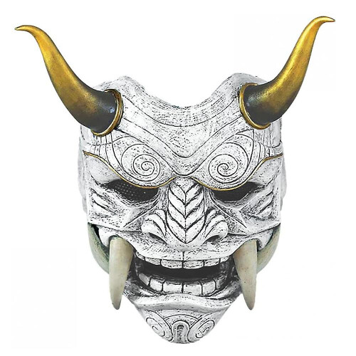 (Gray) Samurai Hannya Oni Latex Cosplay Mask Japanese Scary Monster ...