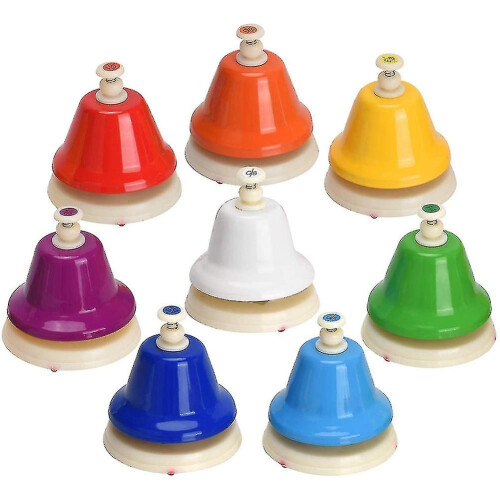 Desk Bells, 8 Notes Diatonic Metal Hand Bells, Rainbow Music Bells ...