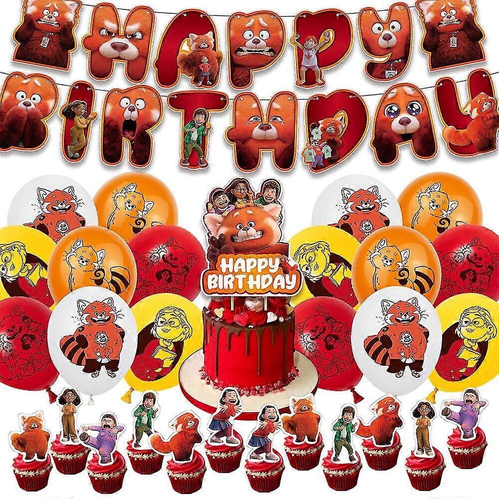 Turning Red Theme Children Birthday Party Decor Balloons Banner Cake ...