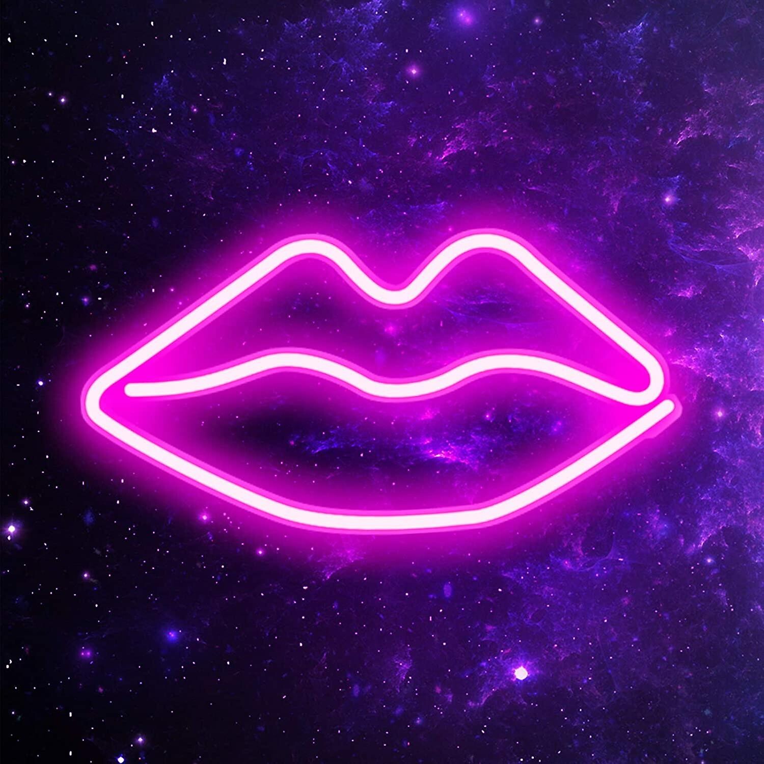 Neon Light Pink Lip Neon Lights Neon Led Lips Lights Pink Neon Signs on ...