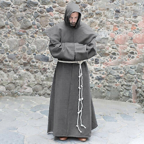 (S, Gray) S-5xl Renaissance Monk Clergy Habit Scapular Friar Costume ...