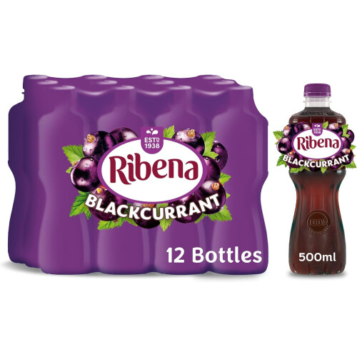 Ribena Blackcurrant Juice Drink 500ml Multipack of 12 Real Fruit Rich ...