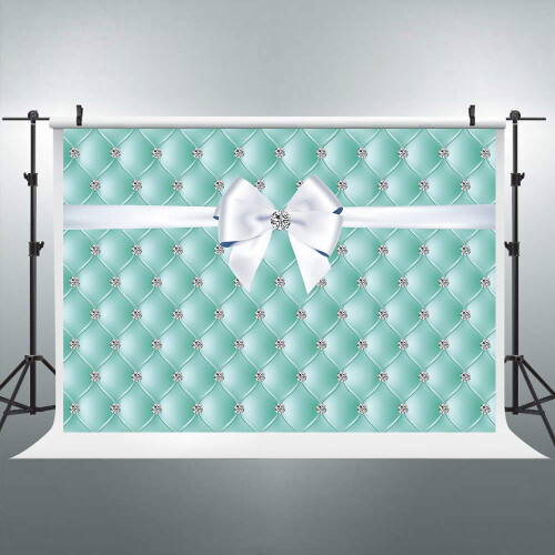 Riyidecor Blue Breakfast Decorations Backdrop Diamonds Bowknot Teal ...