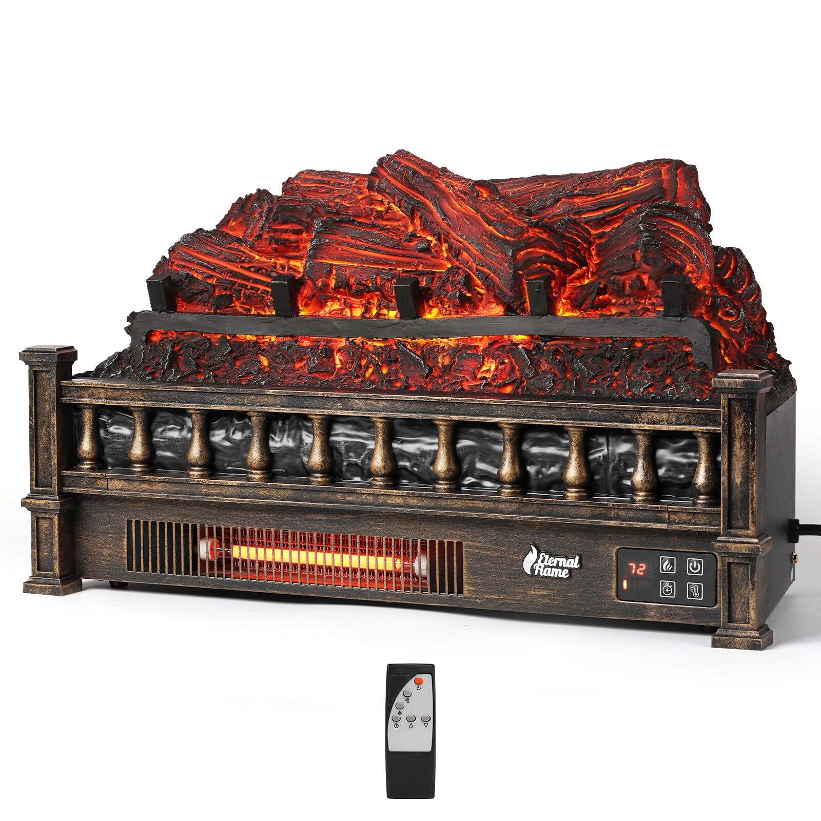 TURBRO Eternal Flame Infrared Electric Fireplace Logs 23 Infrared ...