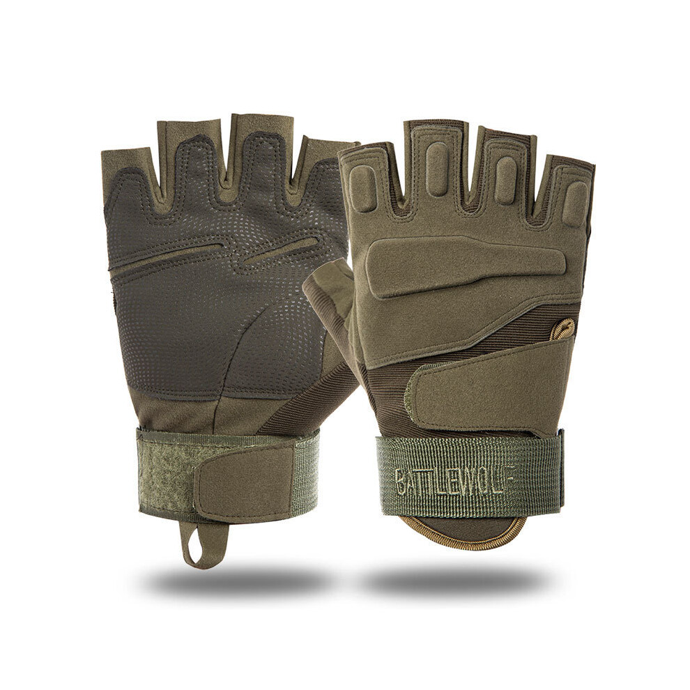 (M, A-Army Green) Non-slip Tactical Gloves Airsoft Sport Gloves Half ...