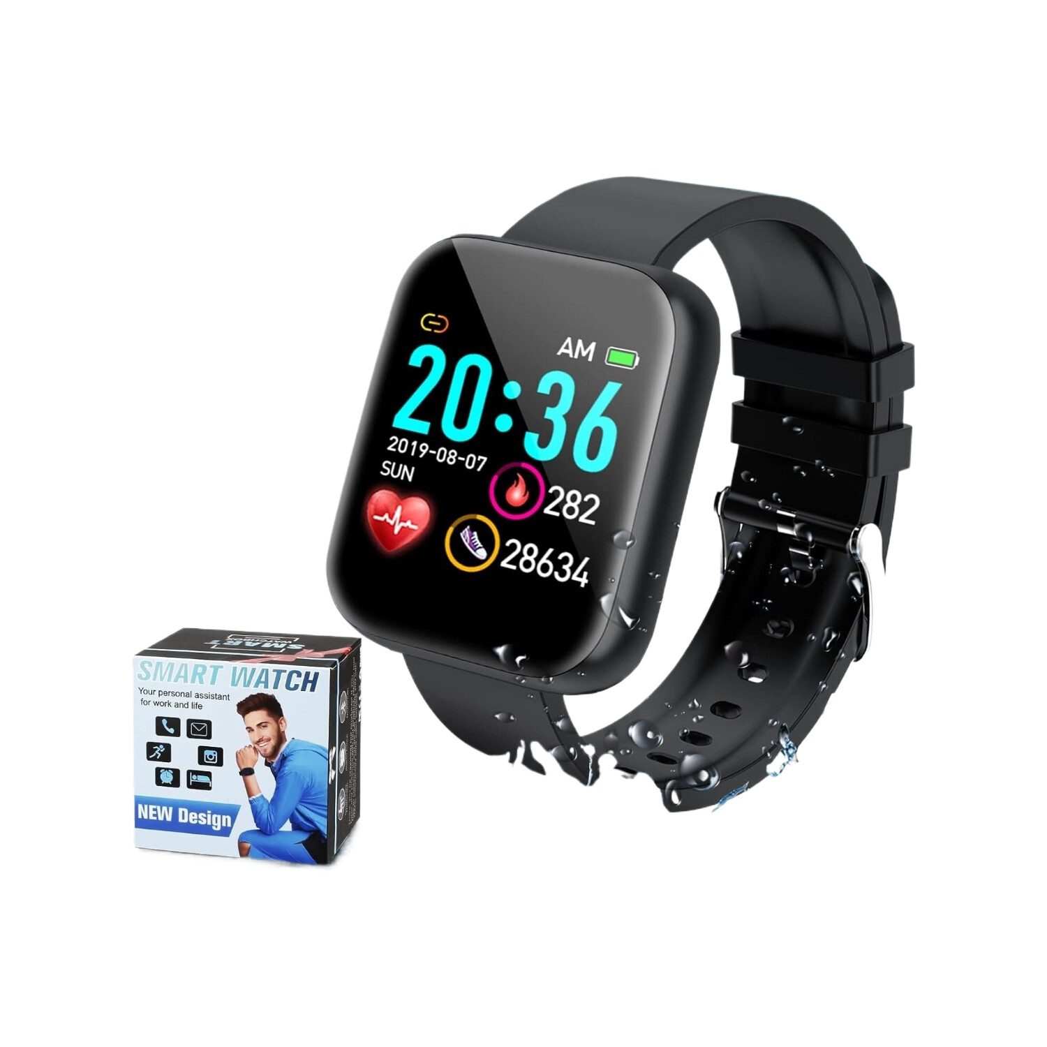 Smart Watch, Bluetooth Smartwatch compatible with Android iOS Phones ...