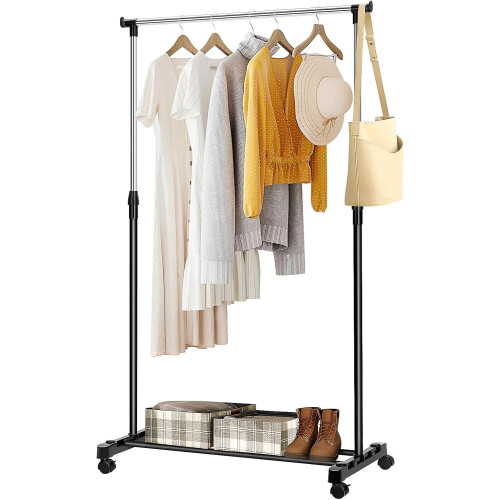MantraRaj Adjustable Clothe Rail With Wheels Extendable Garment Hanging ...
