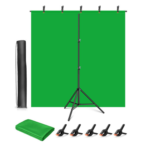 Green Screen Stand Kit HEMMOTOP 5x65 ft Green Screen Backdrop with ...