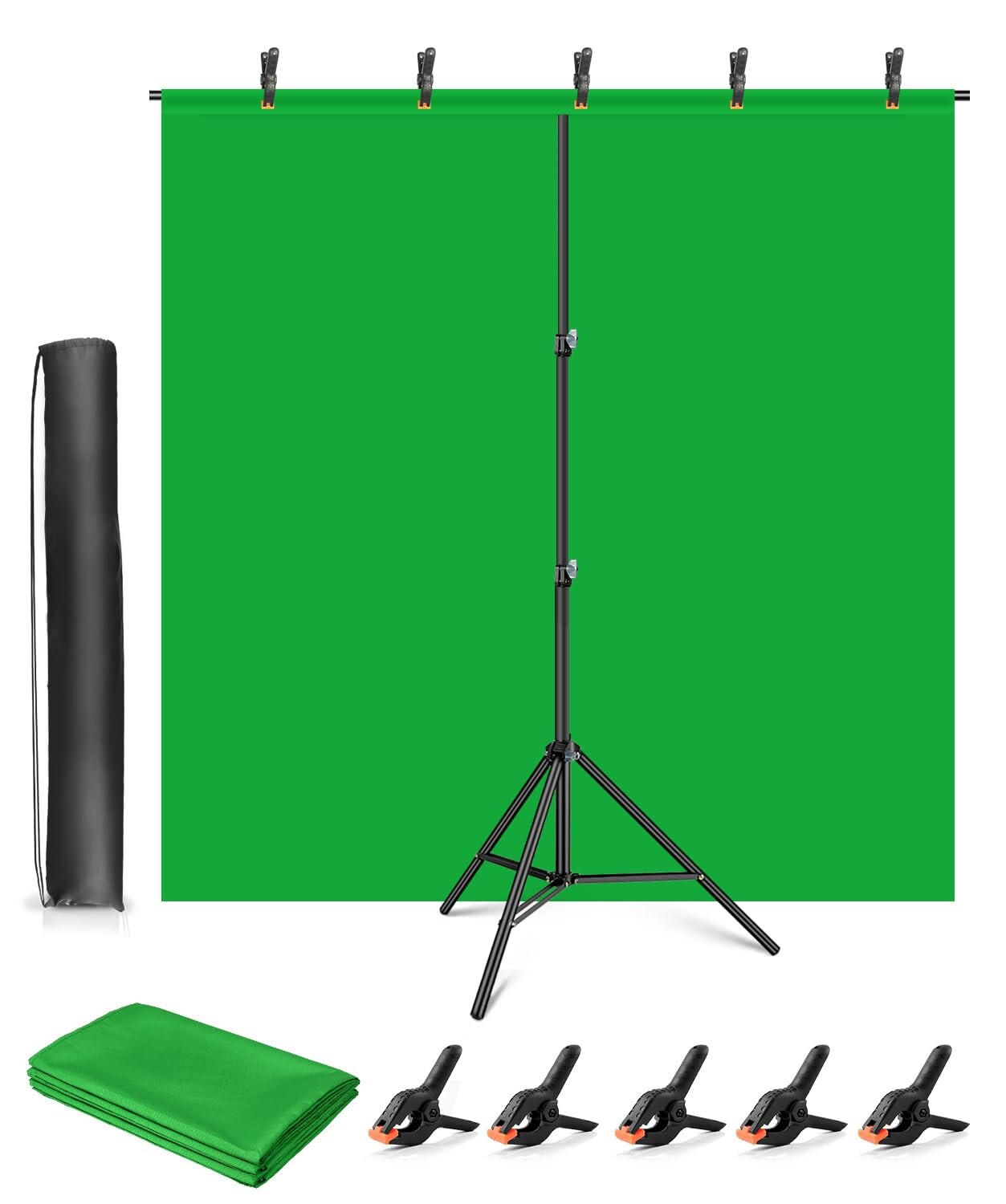 Green Screen Stand Kit HEMMOTOP 5x65 ft Green Screen Backdrop with ...