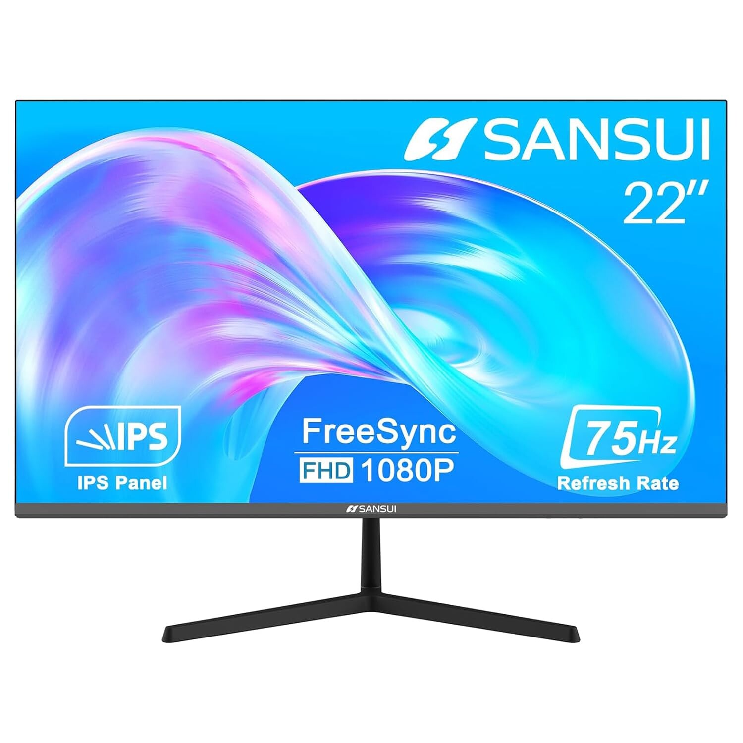SANSUI Monitor 22 Inch IPS 75Hz FHD 1080P HDMI VGA Ports Computer ...