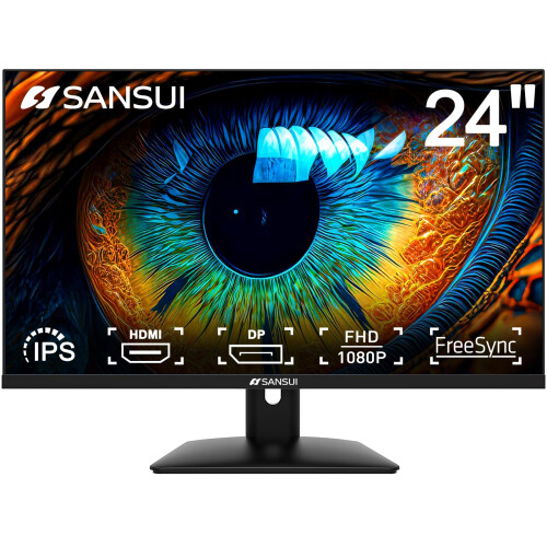 SANSUI Monitor 24 inch IPS FHD 1080P 75HZ HDR10 Computer Monitor with ...
