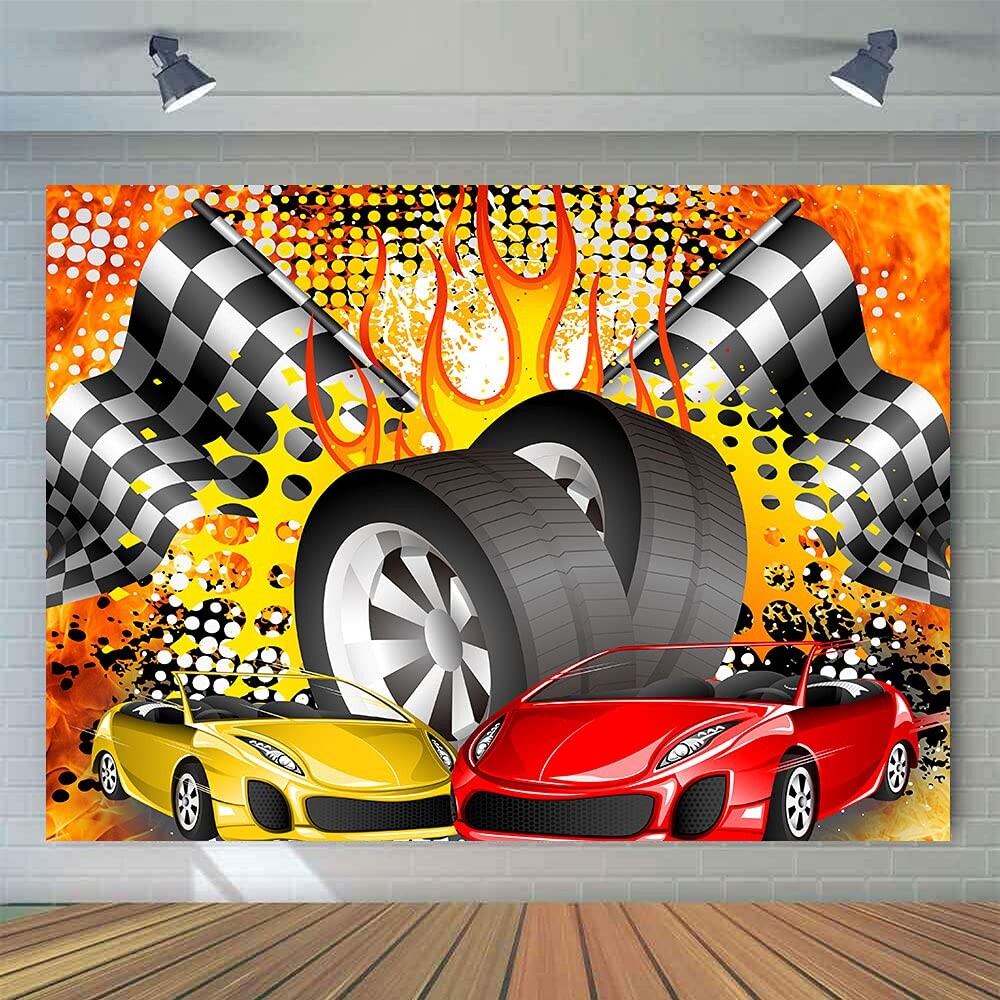 EMTOBT 7x5ft Boys Happy Birthday Backdrop Racing Car Theme Backdrop for ...