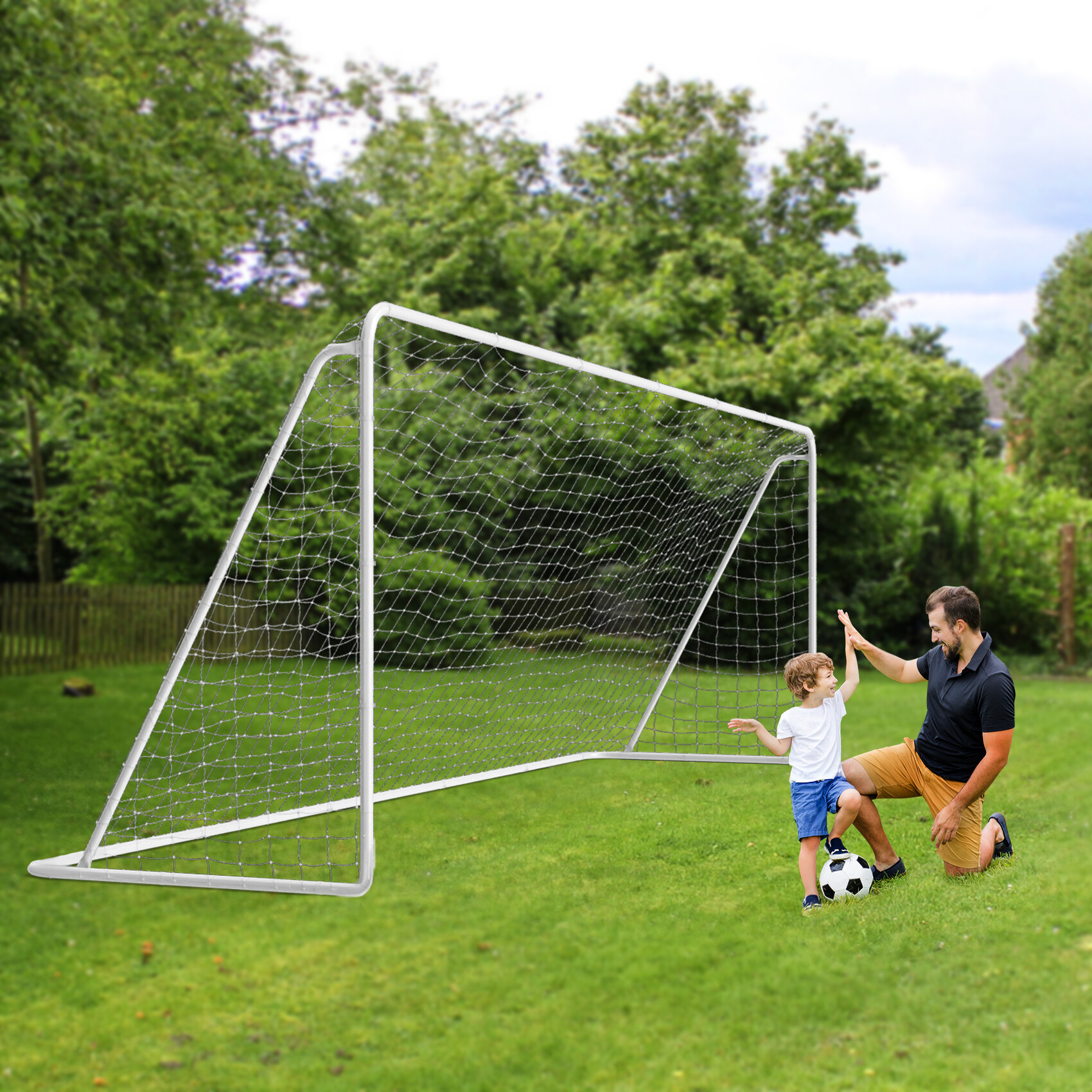 Soccer Goal 12' X 6' Football Goals with Net Straps Ball Training Set ...