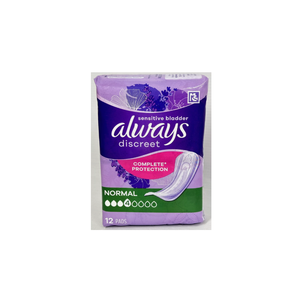 Always Discreet Incontinence Pads for Women, Normal Absorbency, 96 Pads ...