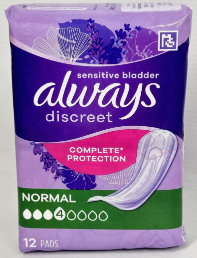 Always Discreet Incontinence Pads for Women, Normal Absorbency, 96 Pads ...