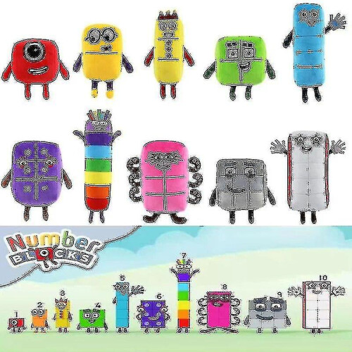(Eight 23cm) 10pcs/set Numberblocks Plush Toys Educational Stuffed ...