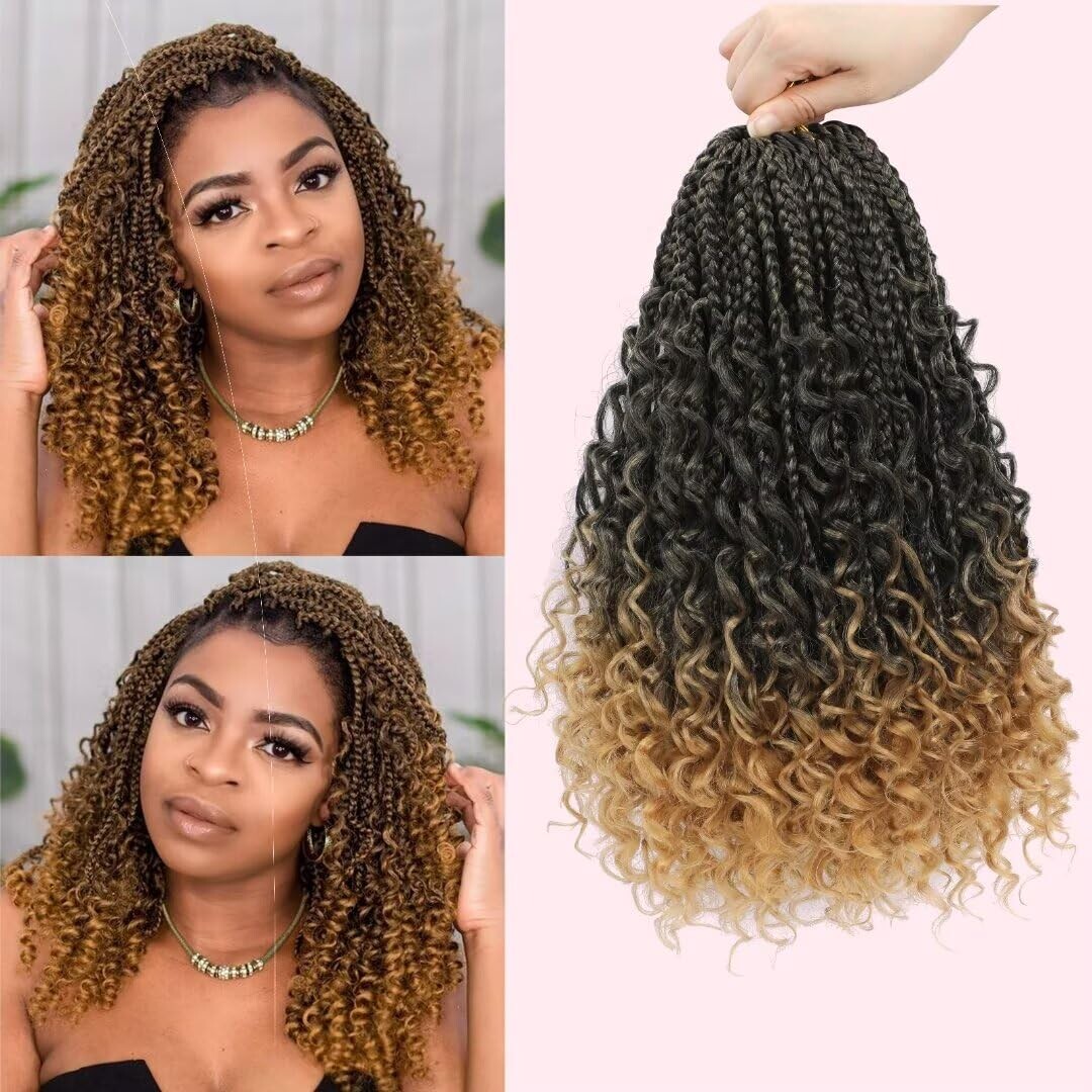 8 Packs Crochet Box Braids 12 inch Bohomian Box Braids Crochet Hair ...