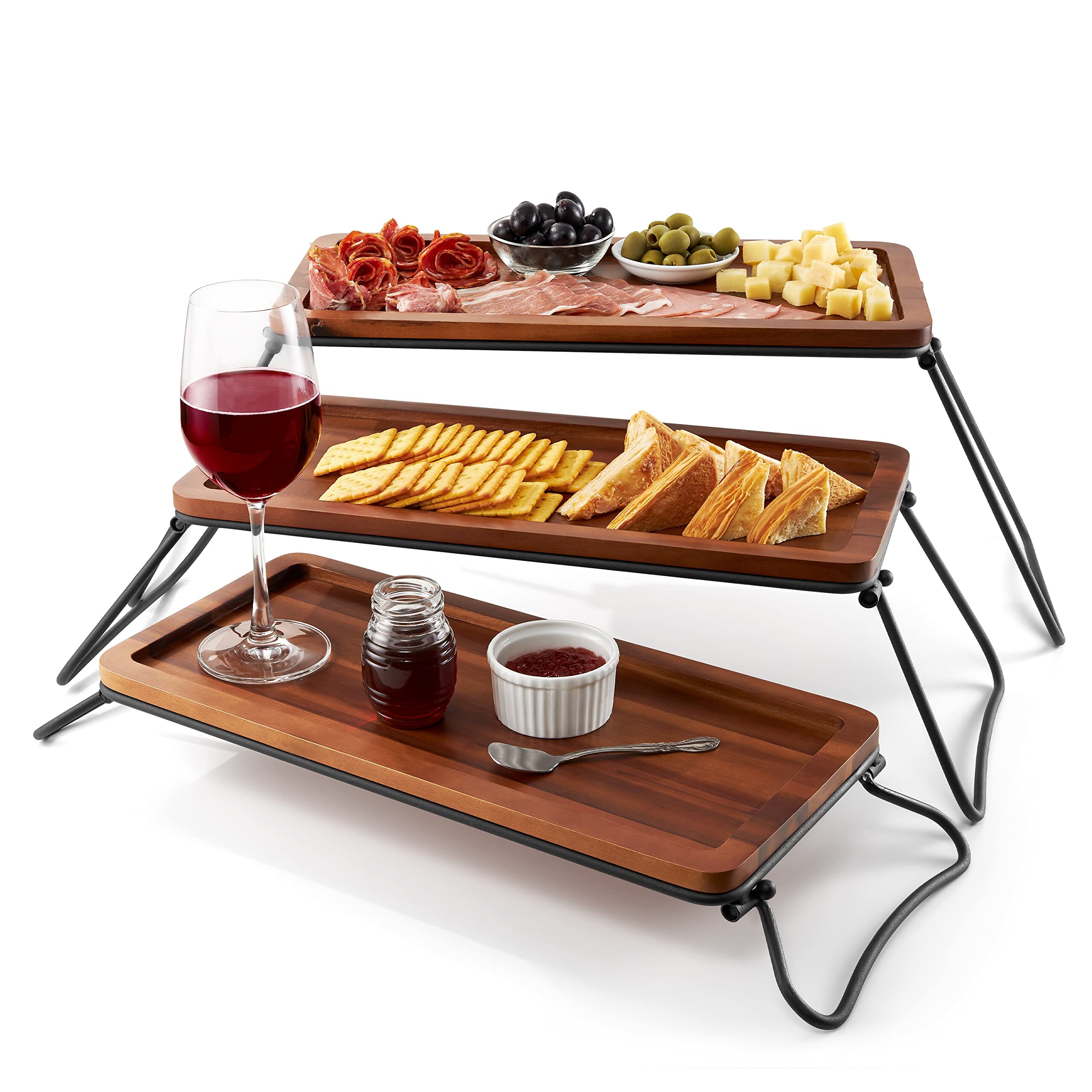Tidita 3 Tier Serving Tray Acacia Wood - Cupcake Stand & Tower Serving ...