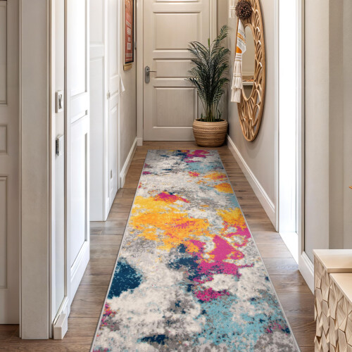 Rugshop Sky Collection Modern Abstract Runner Rug 27 x 12 Multi on OnBuy