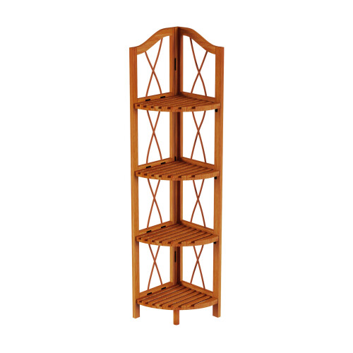 Lavish Home Folding Corner Shelf4Tier Freestanding Wood Display ...