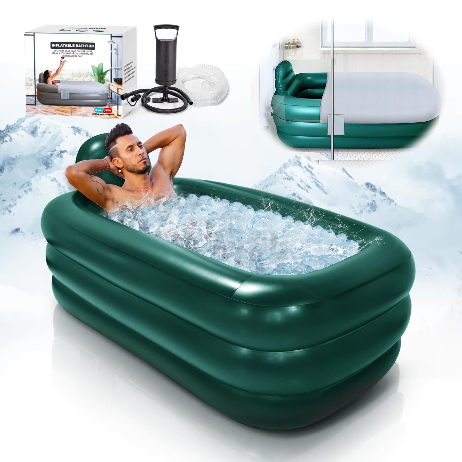 INFLATOAST Portable Bathtub Adult Ice Bath Tub For Athletes Inflatable ...