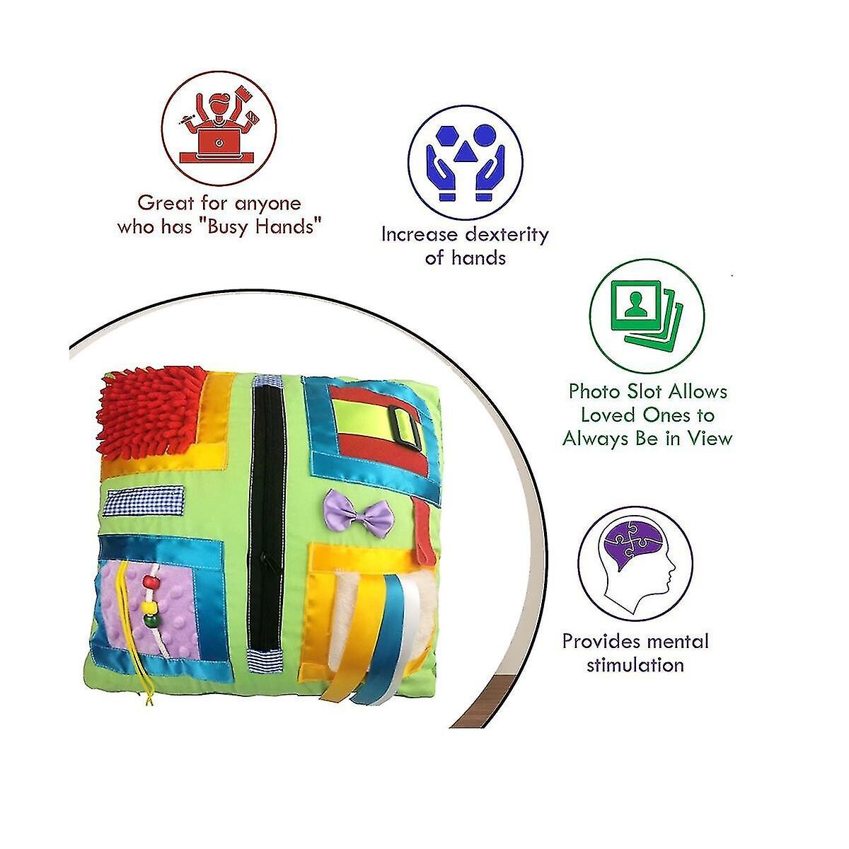 (Green) Fidget Blanket Dementia Activities For Seniors Fidget Pillow ...