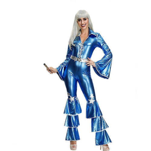 (XL, Blue) Rock Hippie Cosplay Costume For Women Halloween Carnival ...