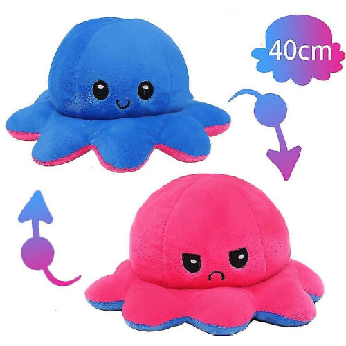 (Rose) 40cm Giant Reversible Octopus Stuffed Animal Reversible Happy ...