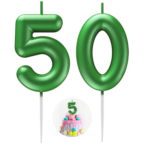 Green Number 50 Candle Happy Birthday 3D Number Candles for Birthday ...