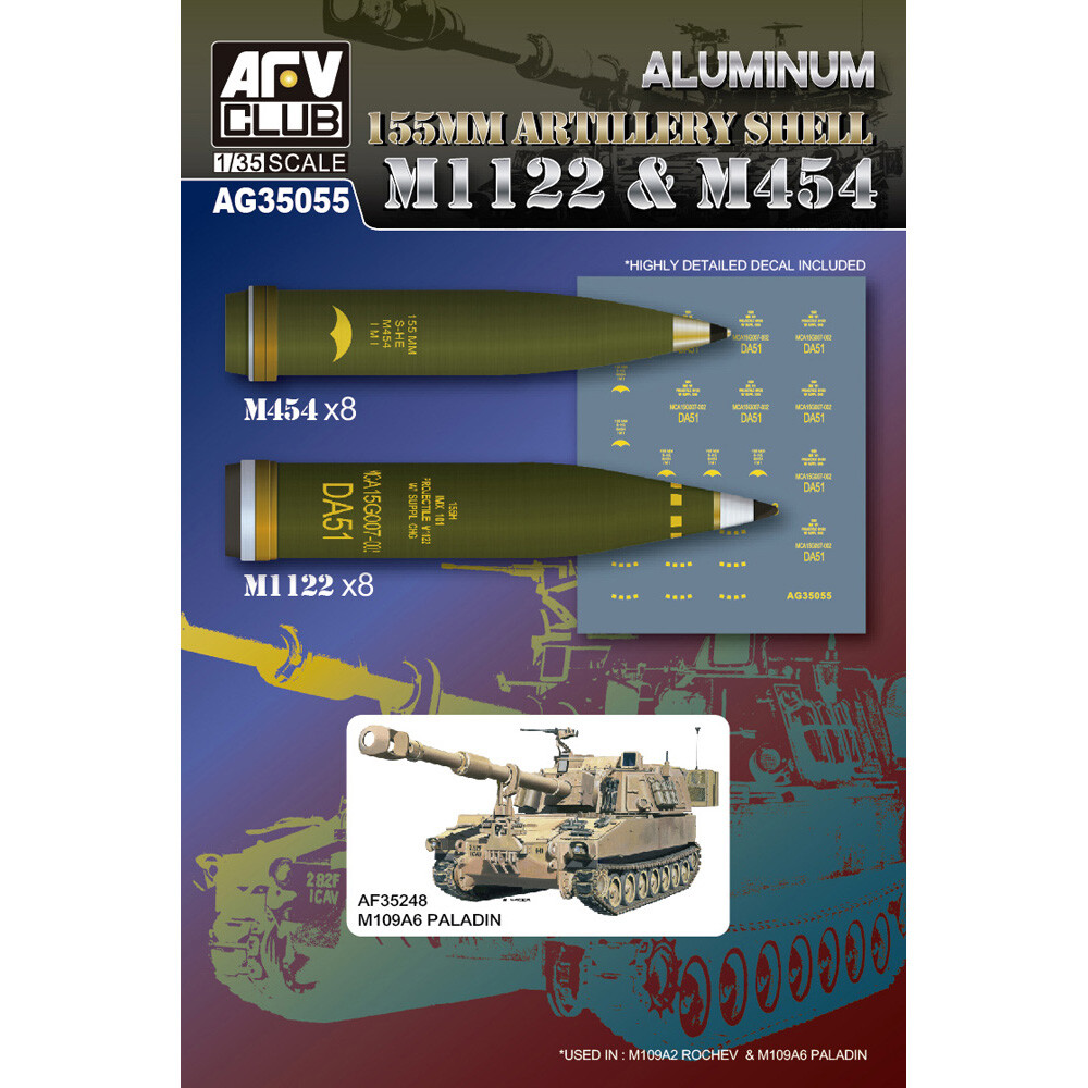 AFV Club AG35055 US M1122 & M454 155mm Artillery Shells (aluminium) 1:35 Model Kit on OnBuy