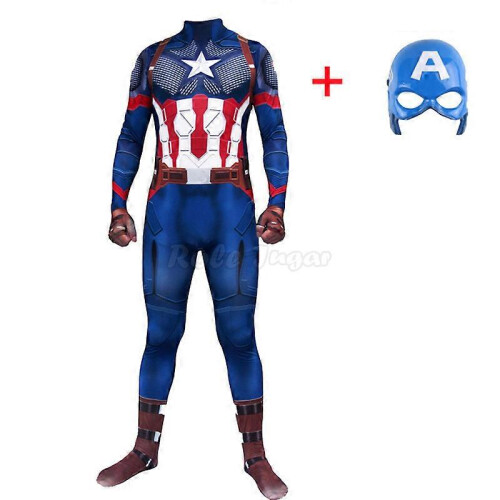 (180, Jumpsuit and mask) Captain America Jumpsuit Cosplay Costume ...
