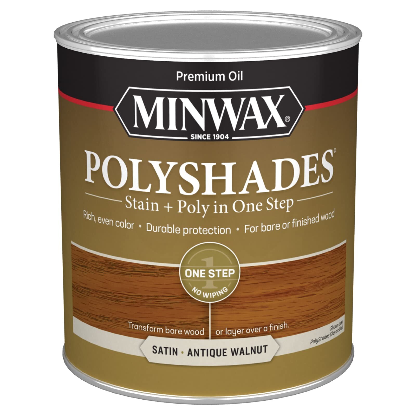 Minwax PolyShades Wood Stain + Polyurethane Finish - Quart Antique ...