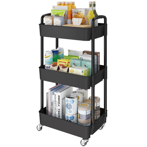 Laiensia 3-Tier Storage cart Multifunction Utility Rolling cart Kitchen ...