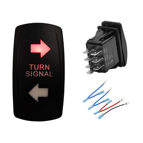 BACAUTOPARTS 12V 24V RED Turn Signal Rocker Switch with Wires 7 PIN ON ...