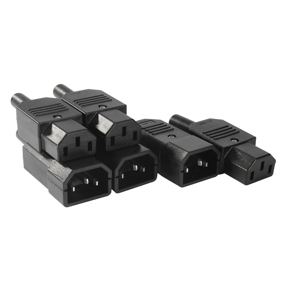 sourcing map 3Pair AC250V 10A IEC C14 Male C13 Female, 3 Pins Terminals Inline Adapter Plug ...