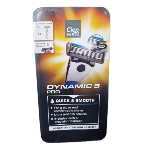 Lidl Cien Men - Dynamic 5 Pro Razor | 1 Handle + 1 Refill | Lubricating ...